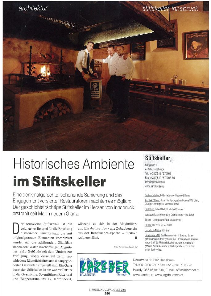 Über den Stiftskeller Innsbruck, das Restaurant und Bierlokal in der ...